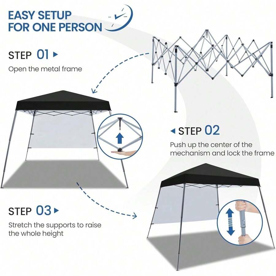 Pop Up Canopy Tent With Backpack, 10x10 Base Portable Easy One Person ...