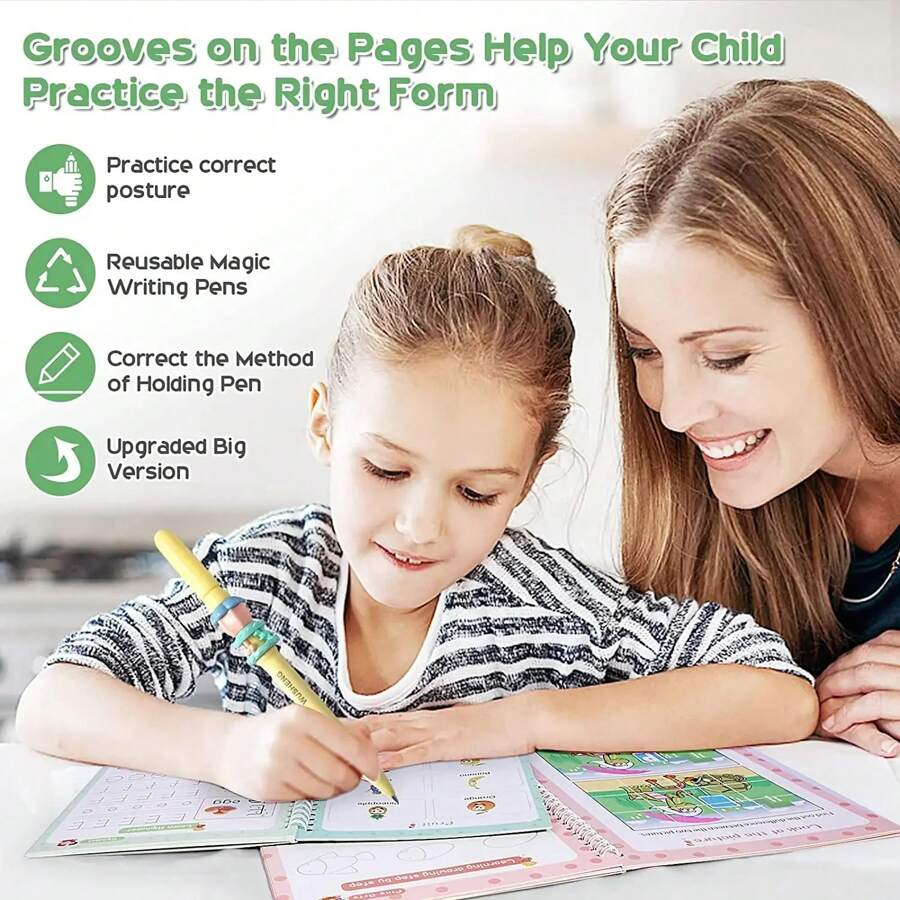 4pcs Magic Groove Practice Copybook Pen Preschools English Verison Kids ...