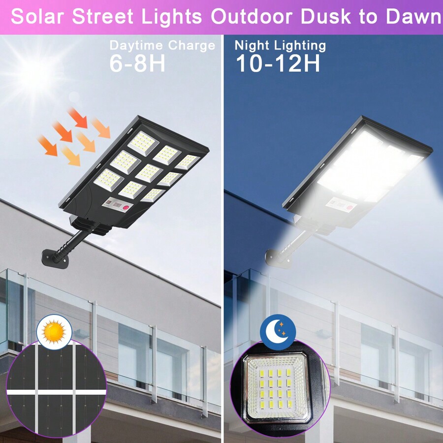 2000W Solar Street Lights Outdoor-2000K Dimmable Lights 200000Lm Solar ...