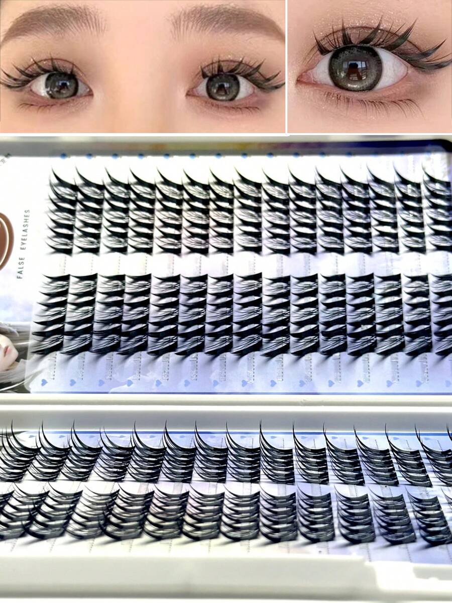 180 Pcs C Curl - WideSpan Fairy Fox Lash Clusters Kit Manga FoxEye Eyelash Clusters DIY Eyelash ...