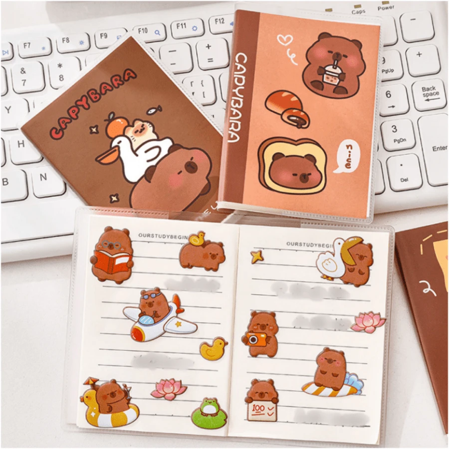 2pcs Capybara PU Notebook, A7 Size Portable Pocket-Sized Cute Hamster ...