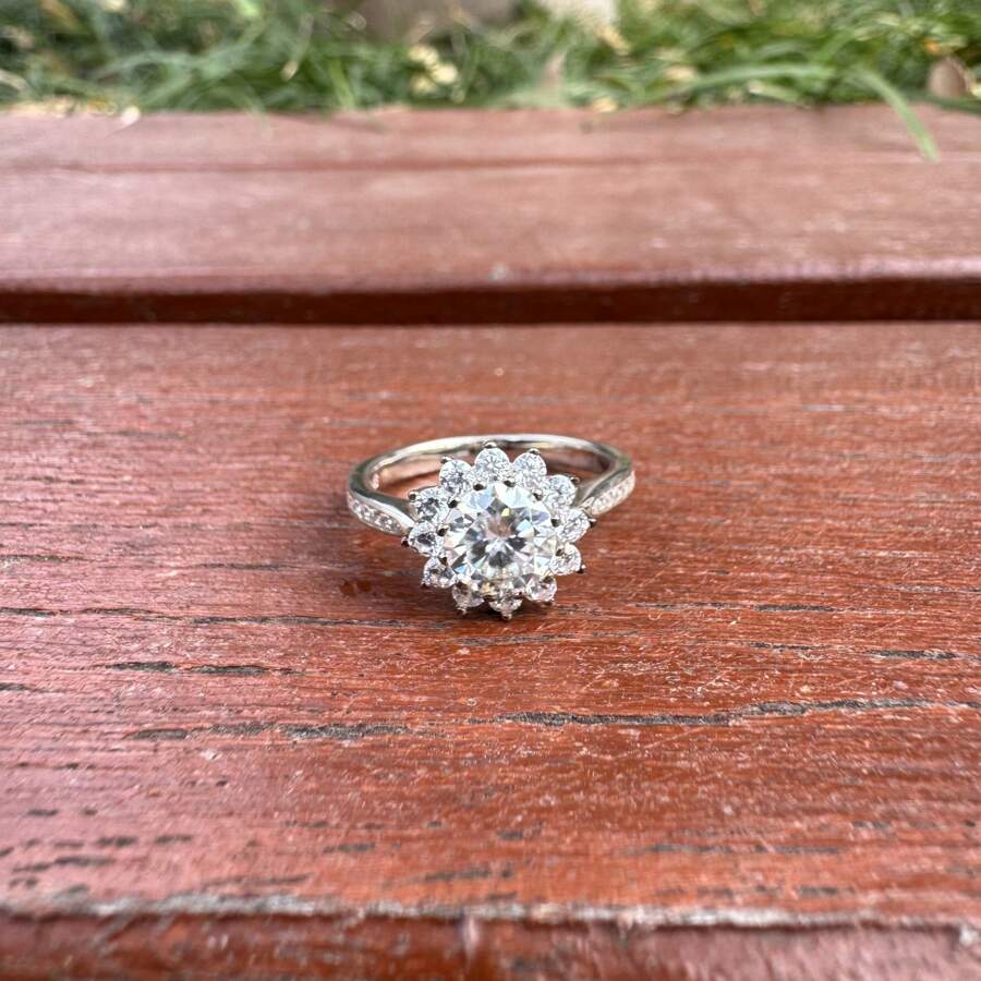 1pc Fashionable Luxury Sparkling Moissanite & Zirconia 925 Sterling ...