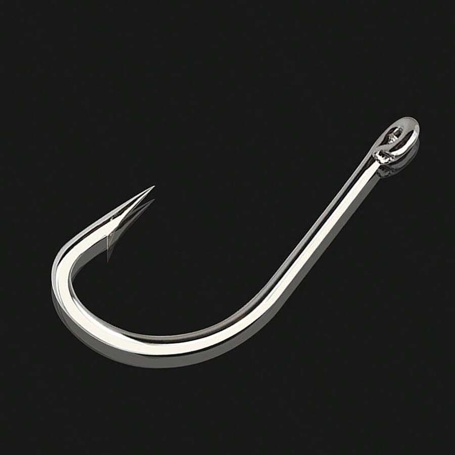 Silver High Carbon Steel Barb Hook Point Flat Hook Body Stream Fishing ...