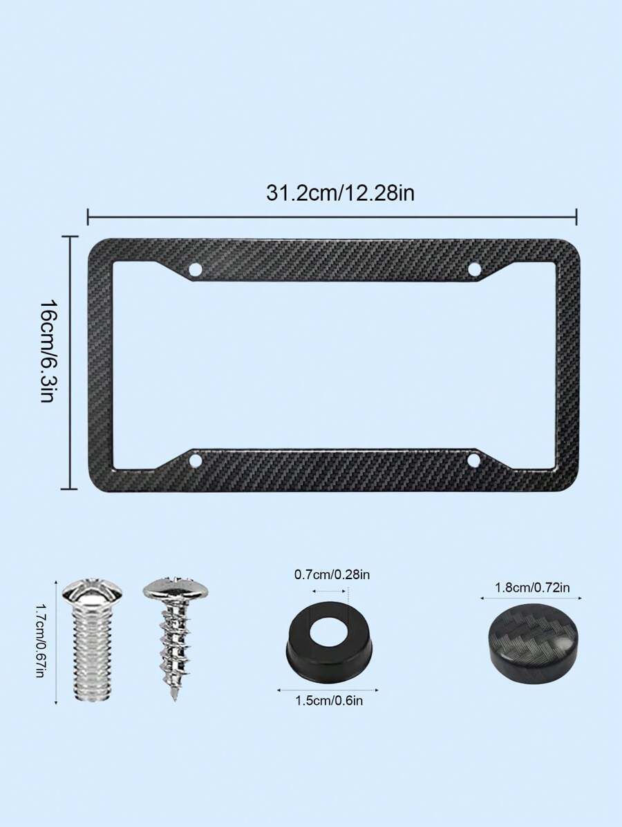 License Plate Frames 2 Sets, Universal Black Real Carbon Fiber License Plate Holder Frame For ...