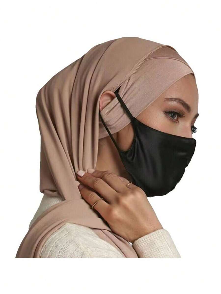Women Hijab Islamic Under Scarf Ready Solid Color Undercap With Ear ...