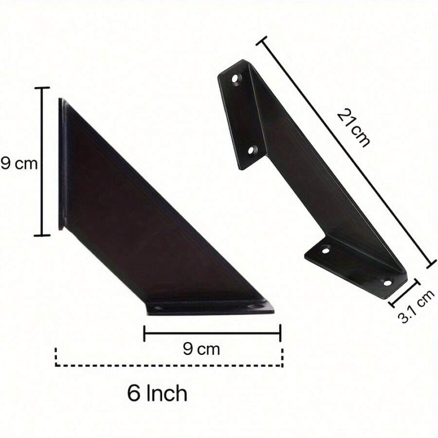 2pcs 6-Inch (5.98-Inch) Heavy Duty Iron Angle Brackets, Industrial Wall ...