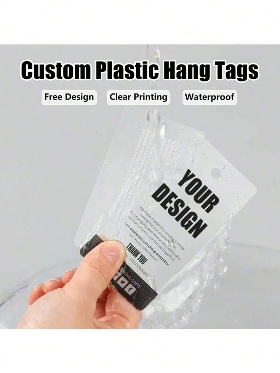 50 PCS 2x3.5 Inch Custom Frosted PVC Hang Tags With Nylon String ...