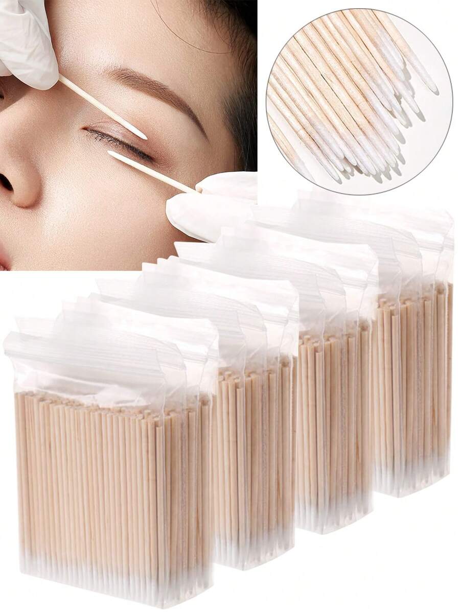 500pcs Nails Wood Cleaning Swab Cleaning Microbrush Eyelash Sticks Buds ...