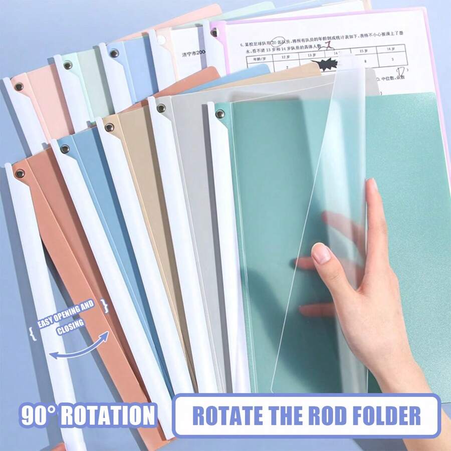 5pcs/Pack A4 Paper Rotating Filing Folder, Transparent Loose Leaf ...