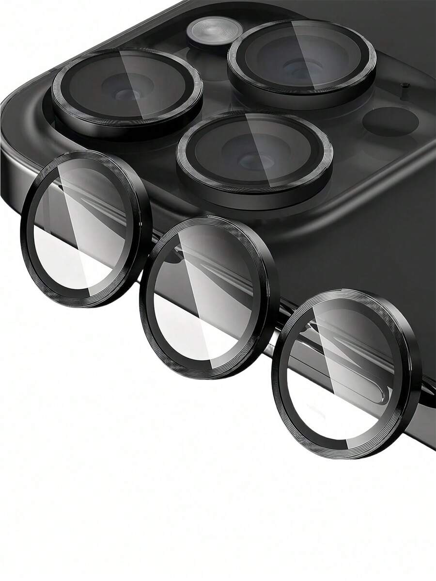 3 Pcs Camera Lens Black Protector Compatible With IPhone 16 15 Pro Max ...