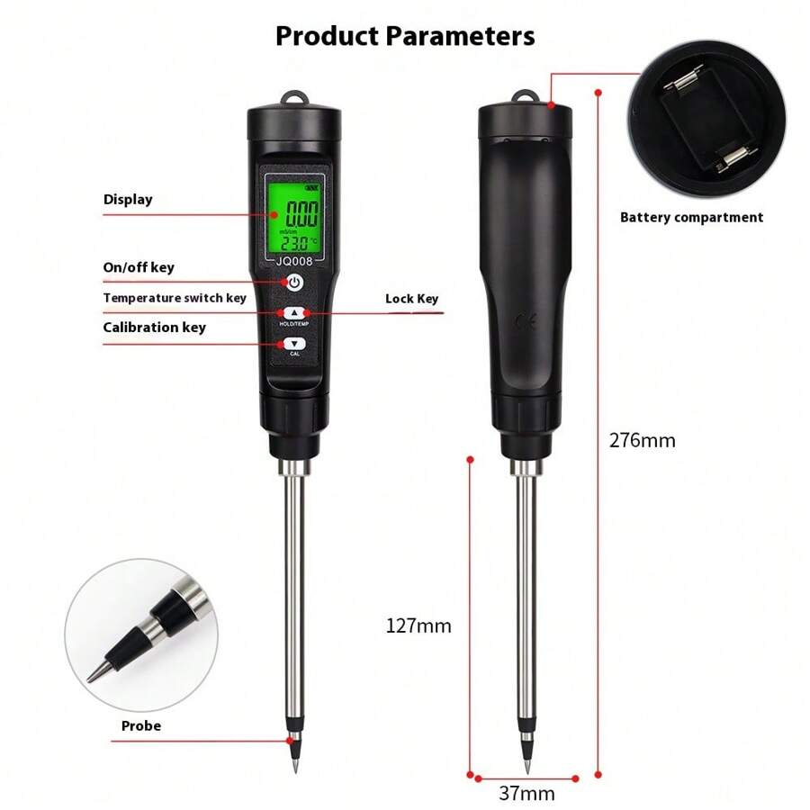 EC/Temperature Soil Test Meter, Soil Temperature Sensor, Soil Testing ...