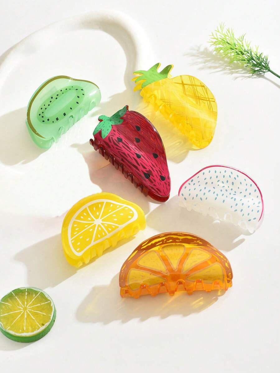 1pc Creative Fruit Claw Acrylic Hair Clip, Cute Hair Claw, Suitable For ...