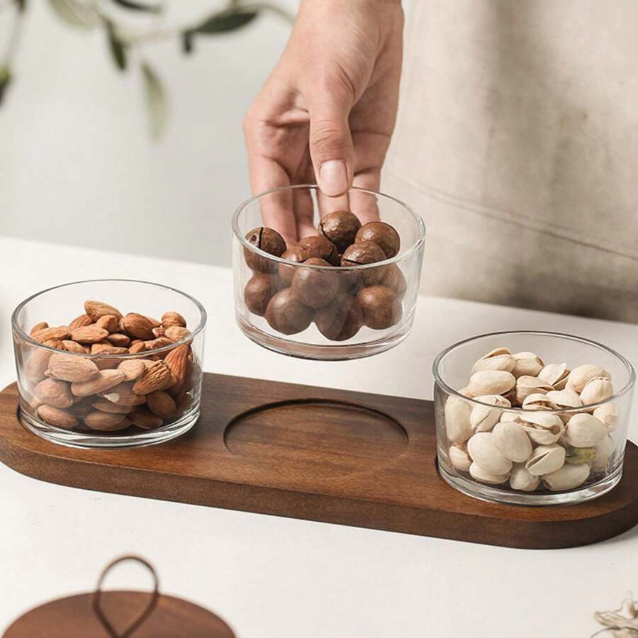Dry Fruit Tray, Fruit And Nut Wooden Divided Serving Tray With Lid For ...
