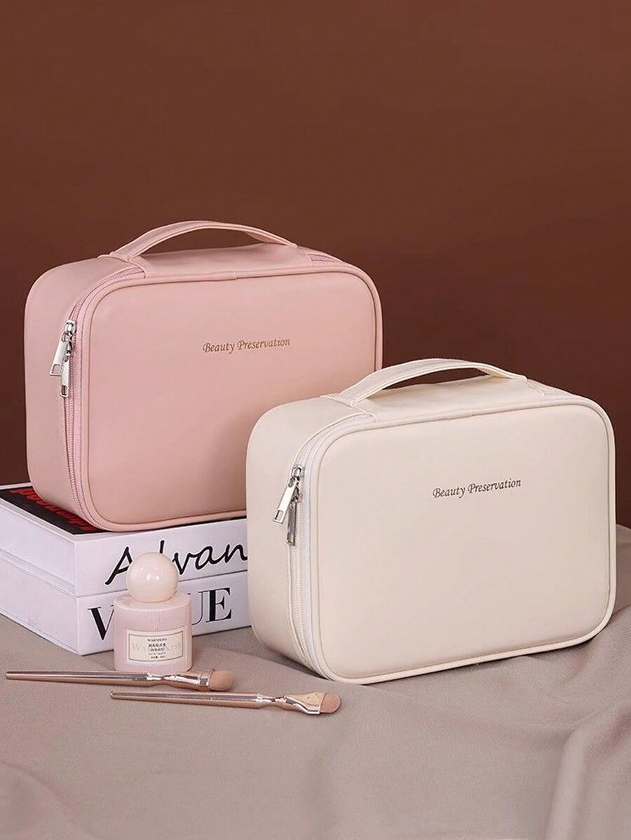 Large Capacity Portable Makeup Bag, High-End PU Leather Makeup Case ...