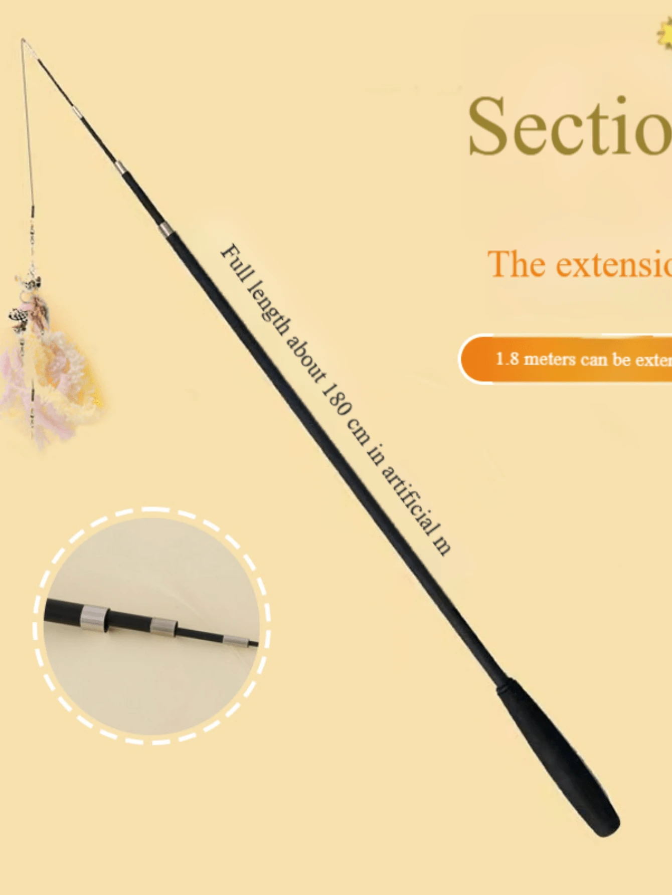 Extra-Long 1.8 Meters Four-Section Telescopic Pole Cat Stick Cat Stick ...