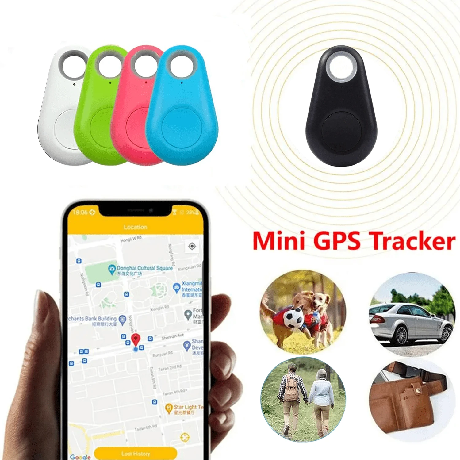 GPS Tracker Mini Fashion Smart Pets Anti Lost Alarm Wireless Bag Key ...