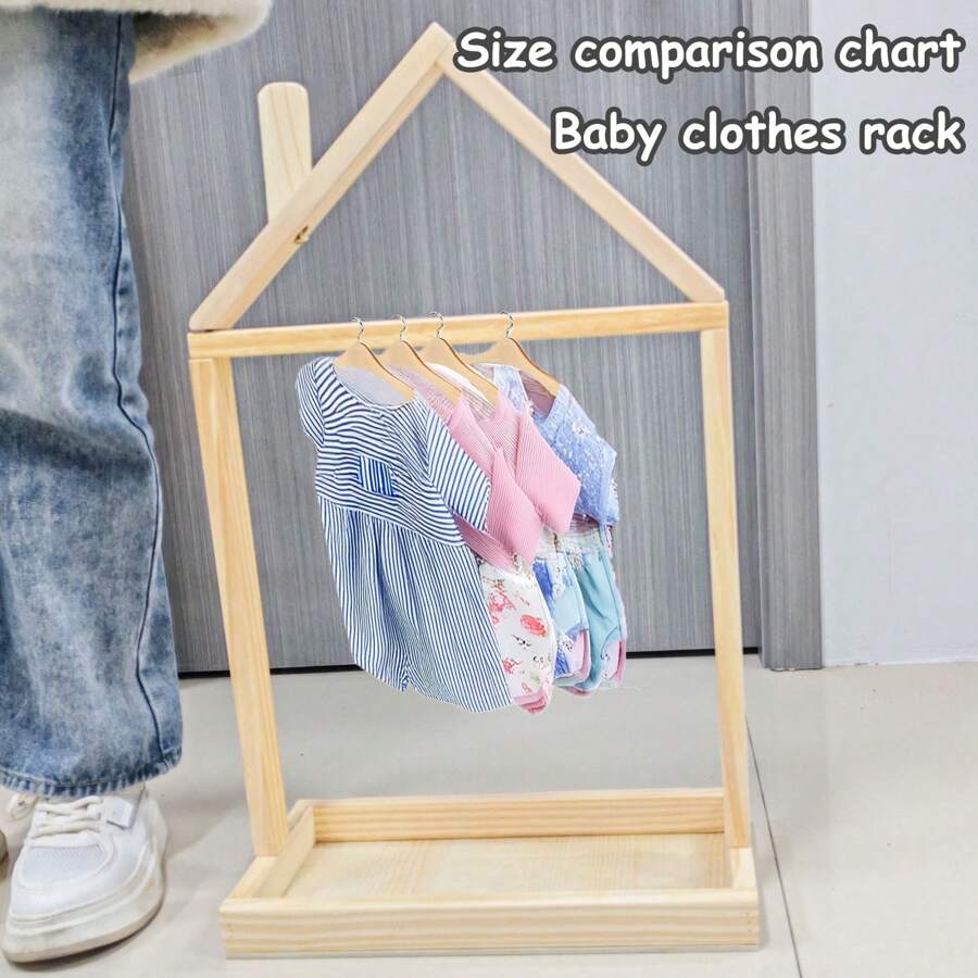 Children's Clothes Hanger Floor To Ceiling Mobile Clothes Rack Wooden ...