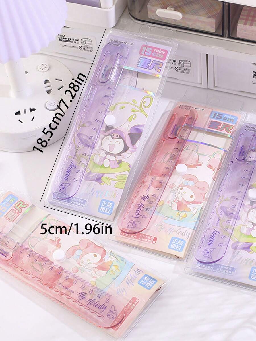 Sanrio 1pc Multicolor Sanrio 15cm Ruler Set, Cartoon Japanese Style Ins ...