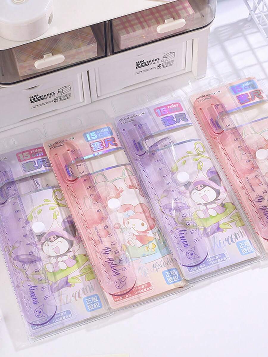 Sanrio 1pc Multicolor Sanrio 15cm Ruler Set, Cartoon Japanese Style Ins ...