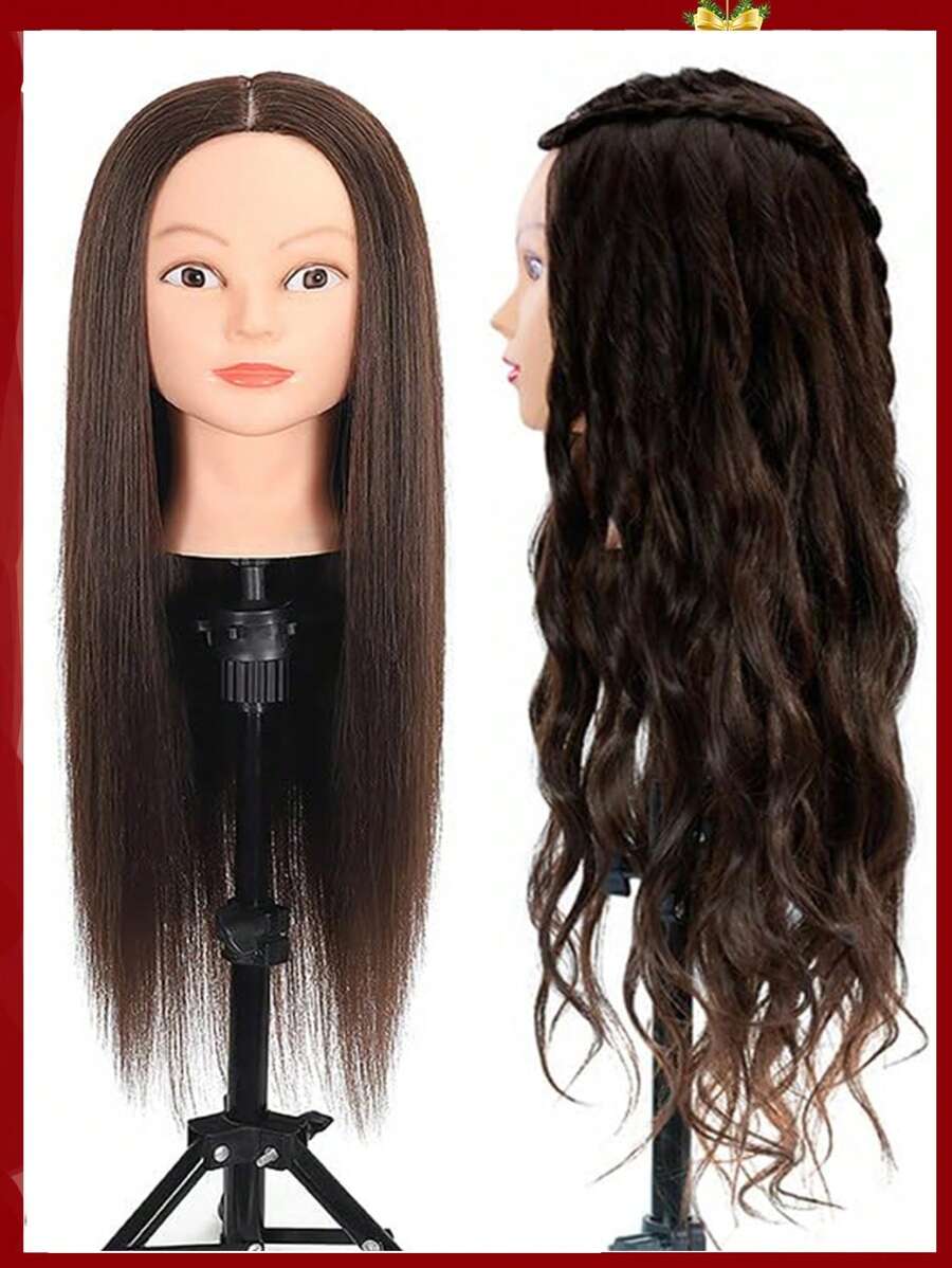 Slicked Back Hair Teaching Head 26 Inch Cosmetology Mannequin Head Synthetic Straight Hair ...