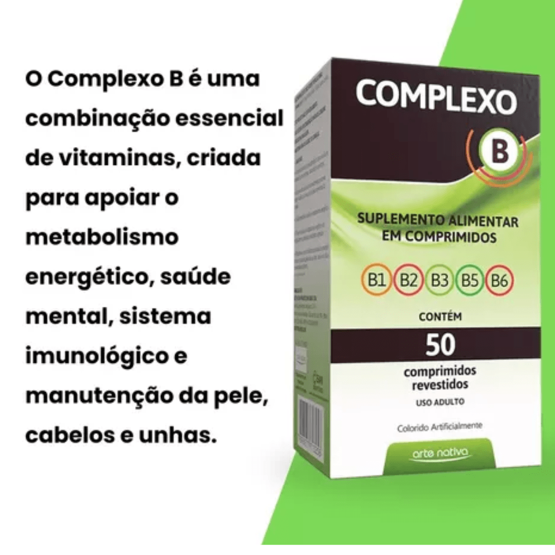 Kit 2x Complexo B 50 comprimidos Vitaminas B1 B2 B3 B5 B6 Arte Nativa | SHEIN Brasil