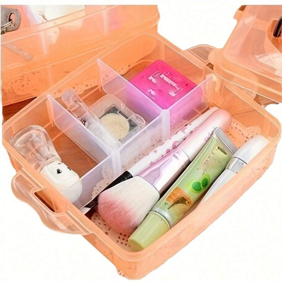 Small 3-Layer Transparent Plastic Storage Box, Tool Box, Freely ...