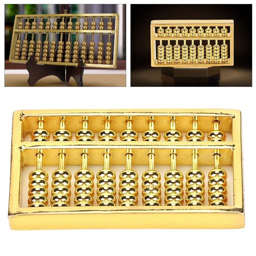 Mini Brass Abacus 9 Gears Chinese Math Calculating Tool For Kids Adult ...