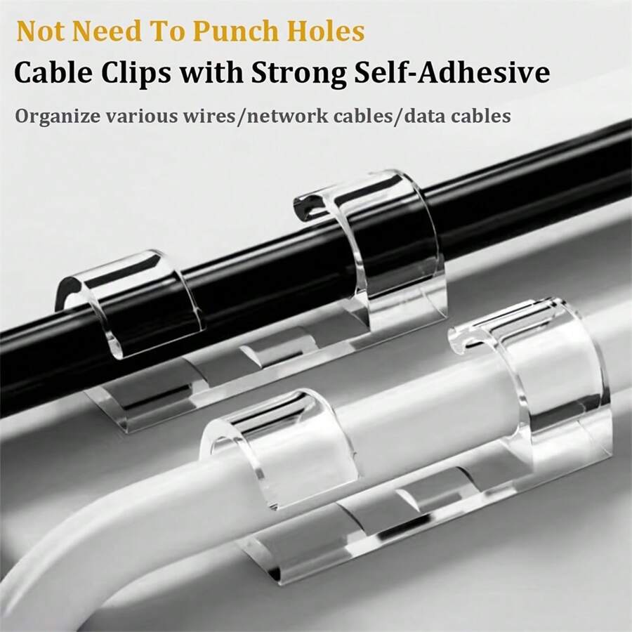20 Piece Set Of Adhesive Cable Clamps, Transparent Wire Brackets For ...