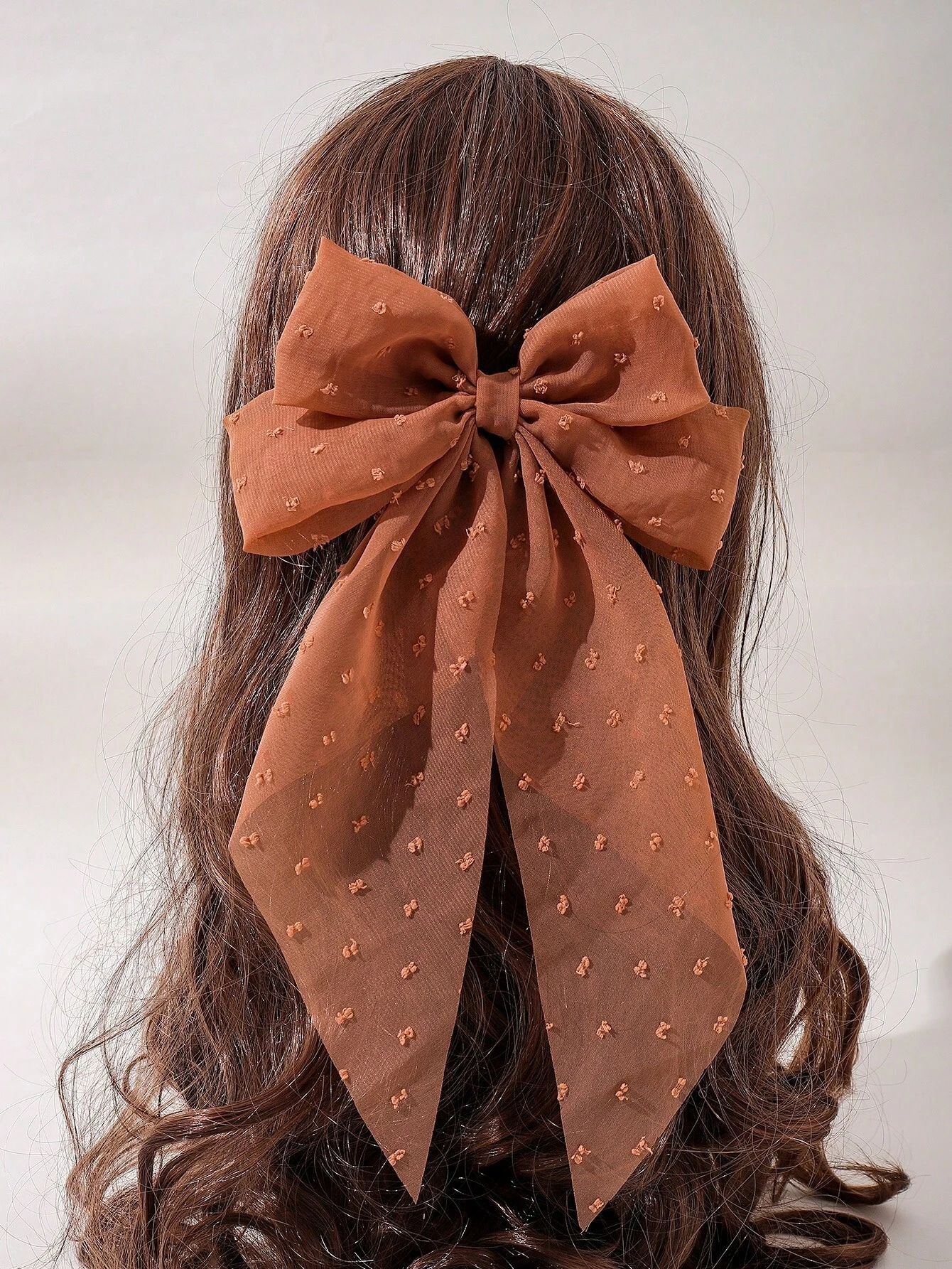 Oversized Chiffon Polka Dot Bow Hair Clip With Long Ribbons, Ethereal ...