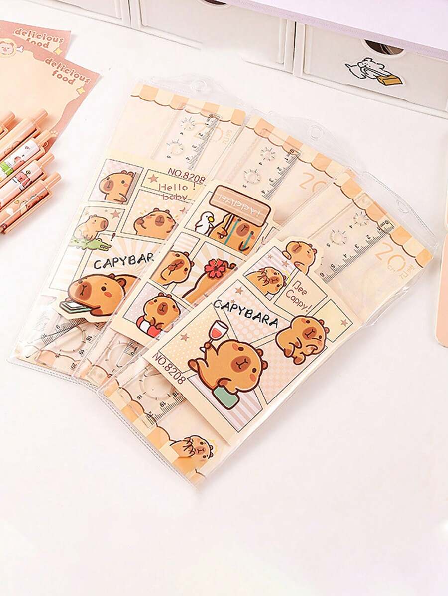 1 Set (4pcs) Capybara Ruler Set, Student Drawing Drafting 20cm ...
