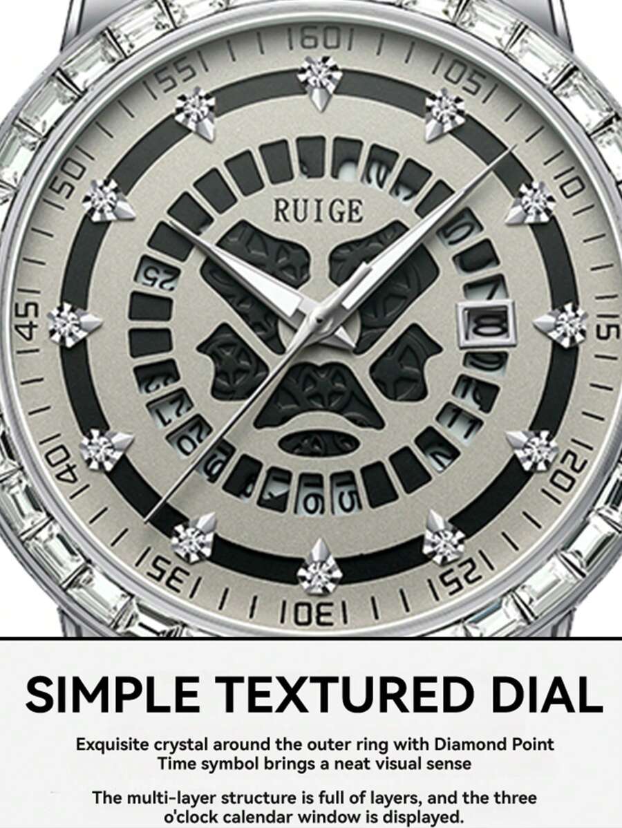 RUIG RUIGE Men's Casual Quartz Watch With PU Leather Band, Hollow ...