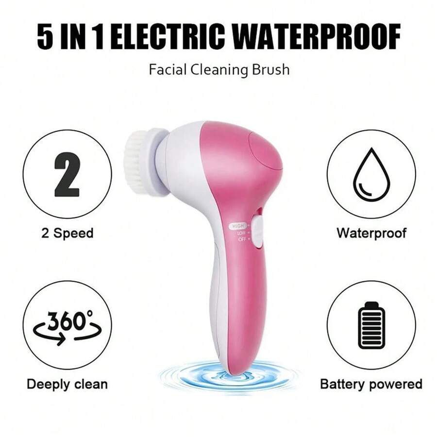 Electric Facial Cleaner 5 IN 1 Face Cleansing Brush Wash Machine Spa ...