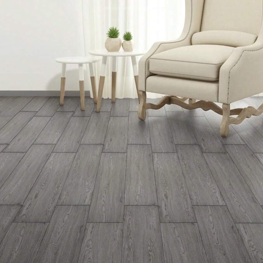 Self Adhesive Dark Grey PVC Vinyl Flooring Planks 5.21 Meters 2mm Thick ...