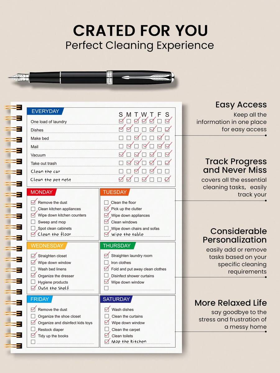 2025 Planner: Daily Cleaning Schedule, Household Chores, Weekly/Monthly ...
