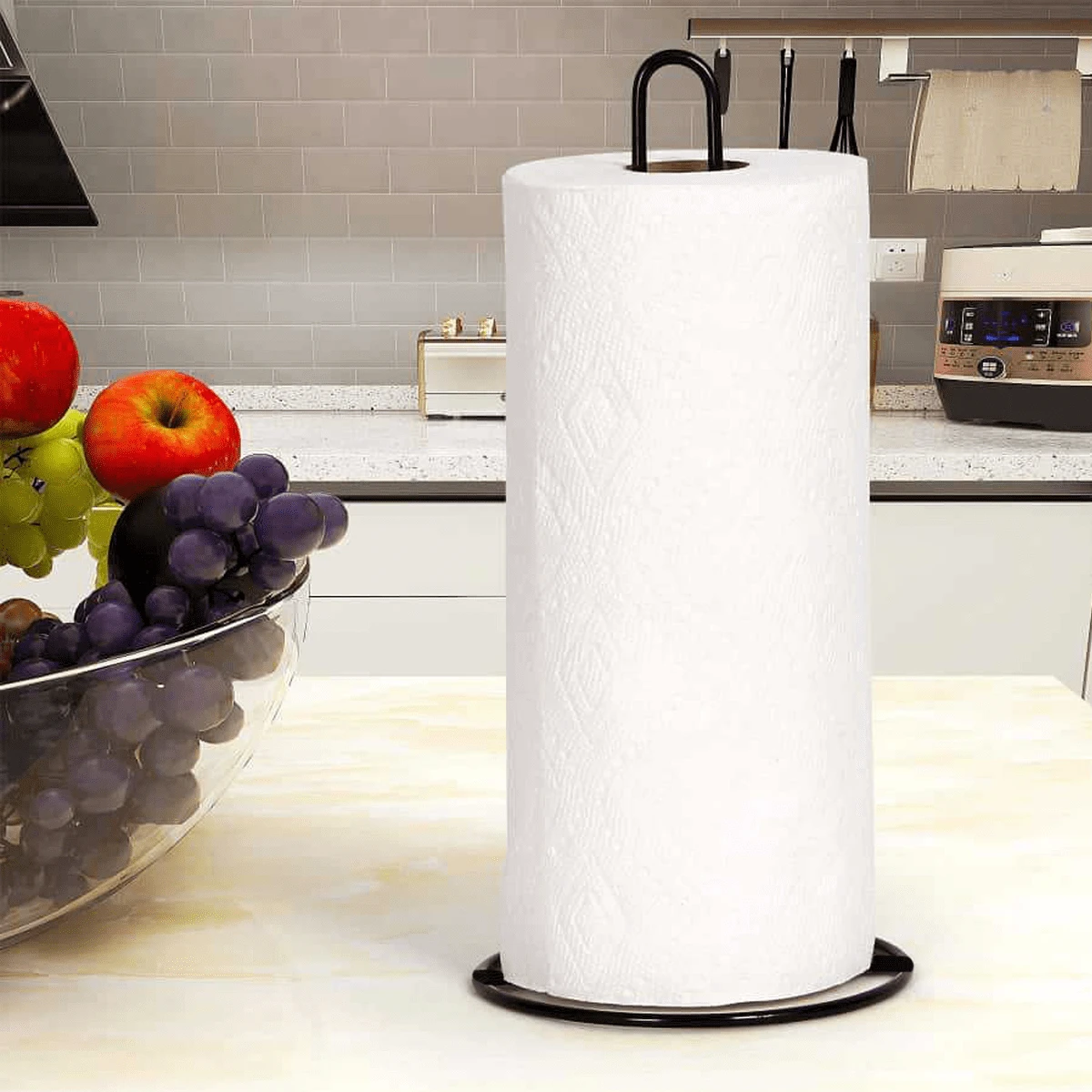 Portarrollo de papel de cocina negro, soporte de sobremesa para rollo de papel, film ...