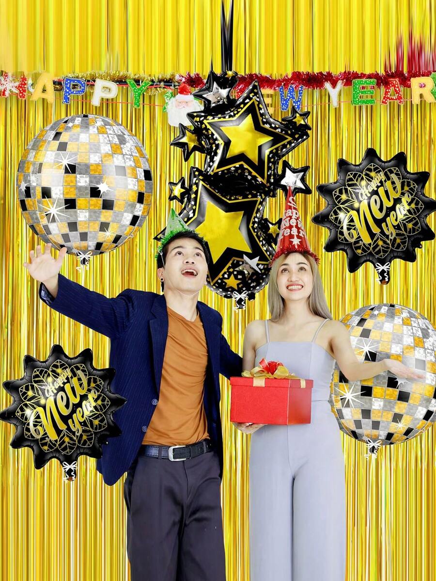 Giant New Years Eve Balloons Kit - Pack Of 5 | Disco Balloons | Happy ...