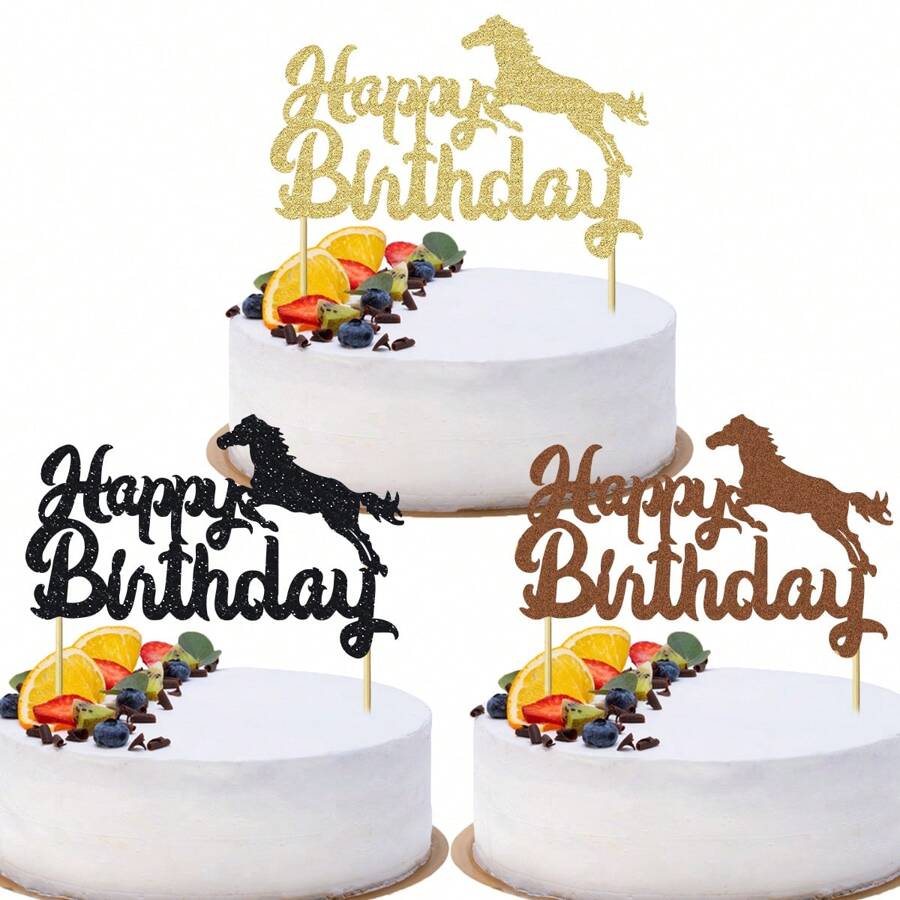 1pc Horse Happy Birthday Cake Topper Animal Horse Cake Pick For ...