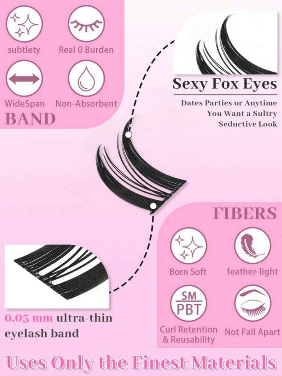 180 Pcs C Curl - WideSpan Fairy Fox Lash Clusters Kit Manga FoxEye ...