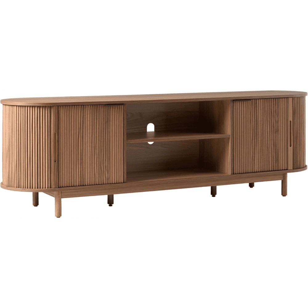 Modern Curved Reeded TV Stand For TVs Up To 75 Inches, Credenza With ...