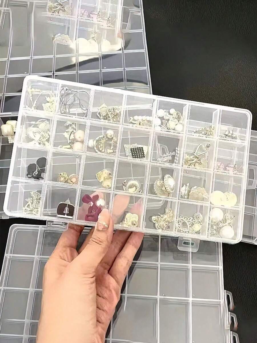 Clear Plastic Organizer Box With Adjustable Dividers, Bead Storage ...