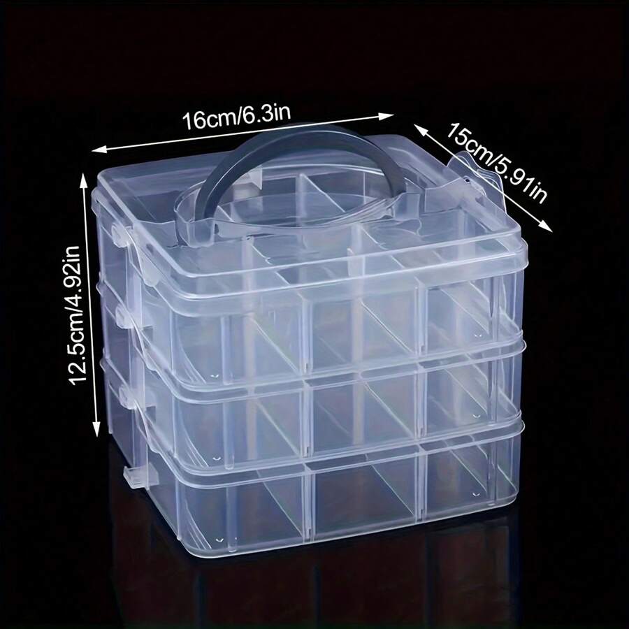 Small 3-Layer Transparent Plastic Storage Box, Tool Box, Freely ...