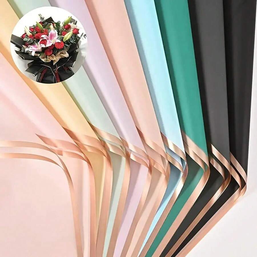 10/20pcs Plain Colored Edged Floral Wrapping Paper, Semi-Transparent ...