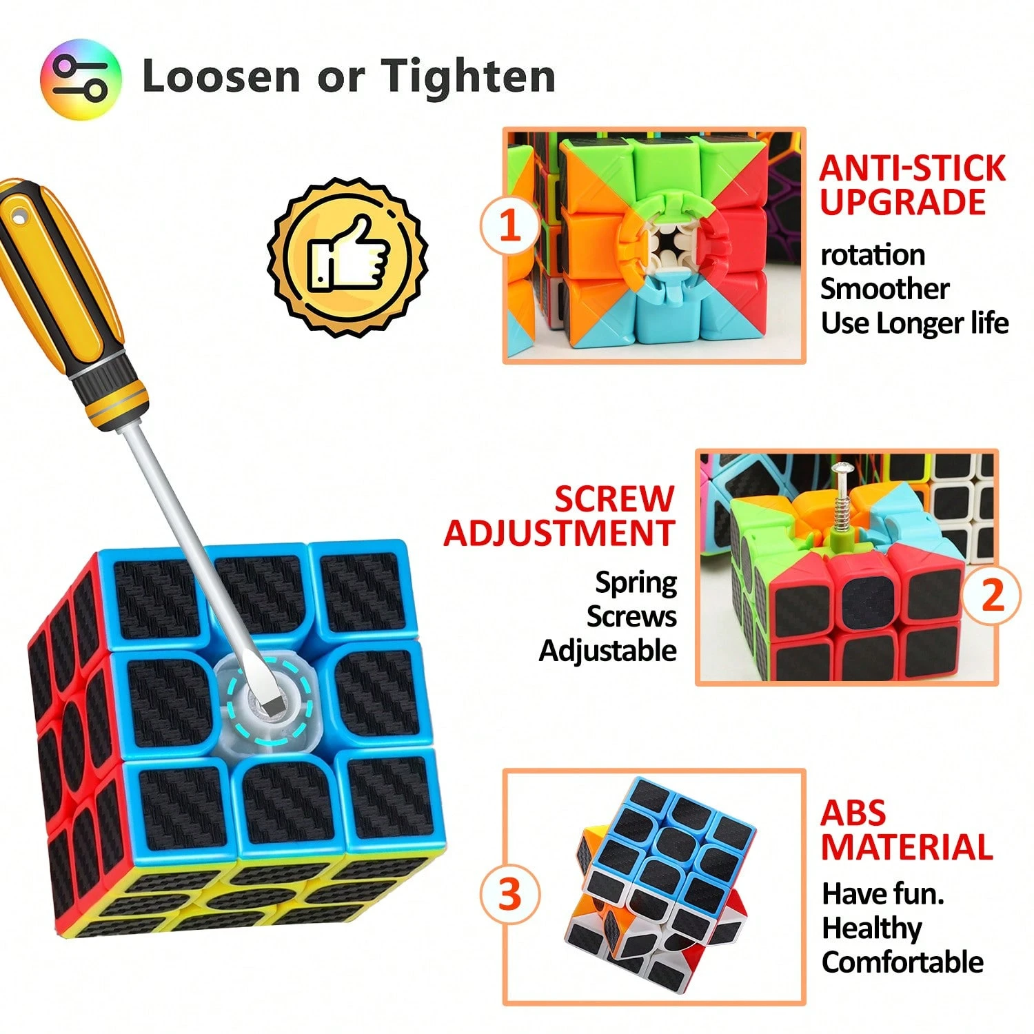Classic 2x2 3x3 Carbon Fiber Rubik's Cubes, Competition Cubes, 2-Layer ...