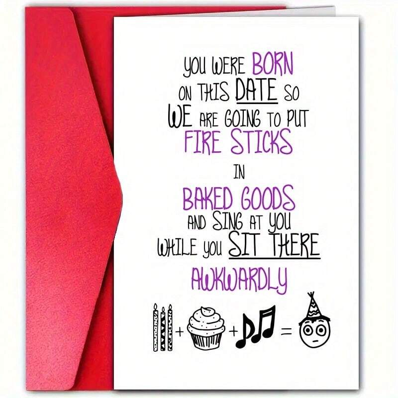 1pc, Funny Birthday Card With Envelope , Humorous Copywriting, Hand ...