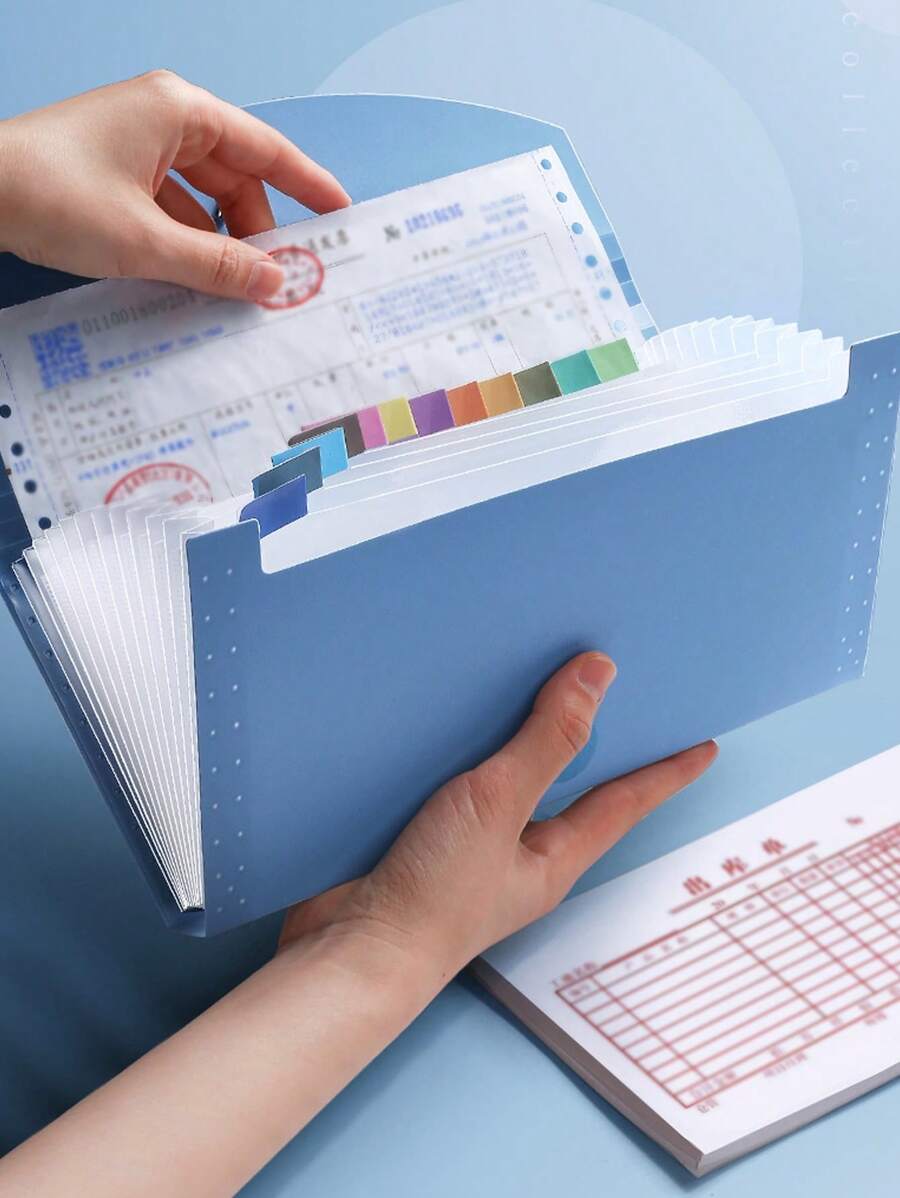 1pc Horizontal Accordion Style Receipt Holder 13 Pockets VAT Invoice ...