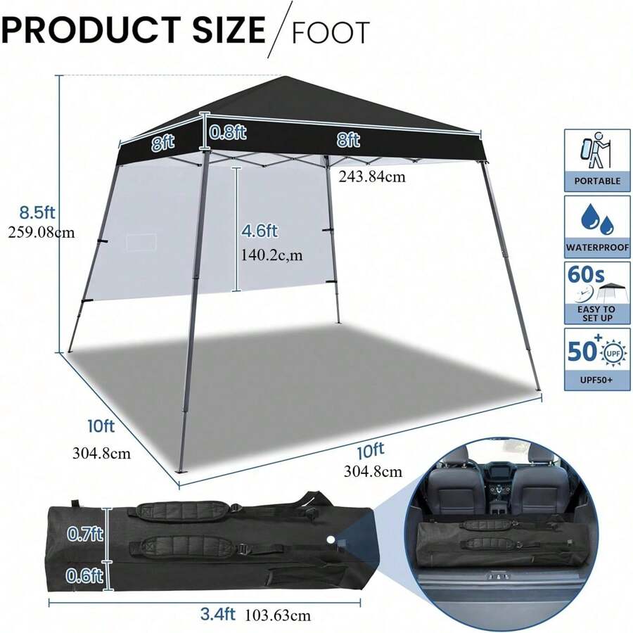 Pop Up Canopy Tent With Backpack, 10x10 Base Portable Easy One Person ...