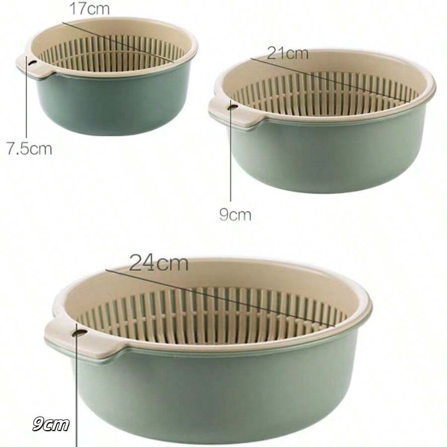 Double Layer Vegetable Wash Basin, Kitchen Colander, Home Use Wash ...
