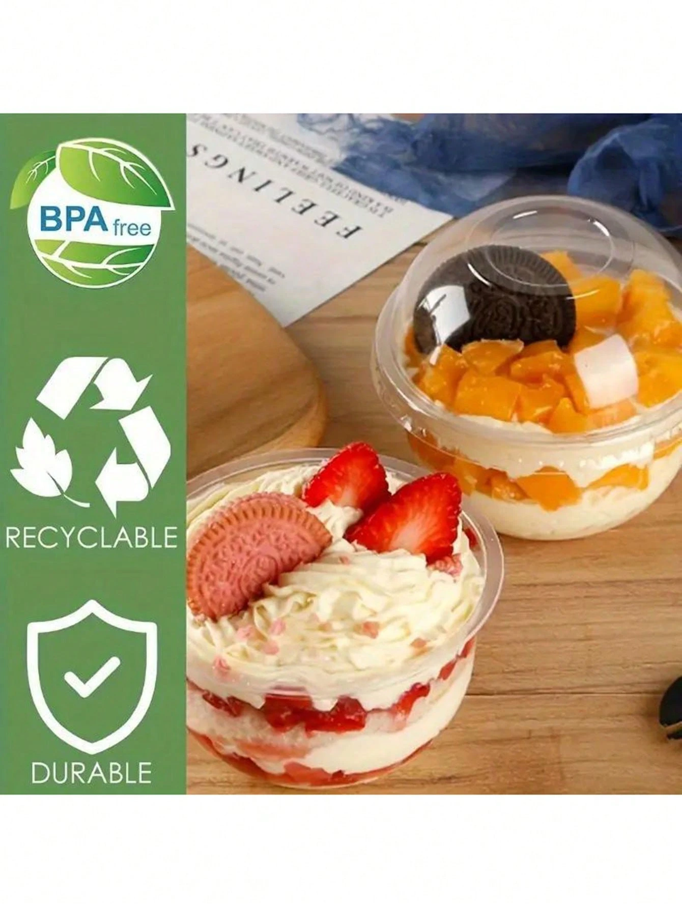 50 Piece Clear Plastic Dessert Cups With Dome Lids - Perfect For Salads ...