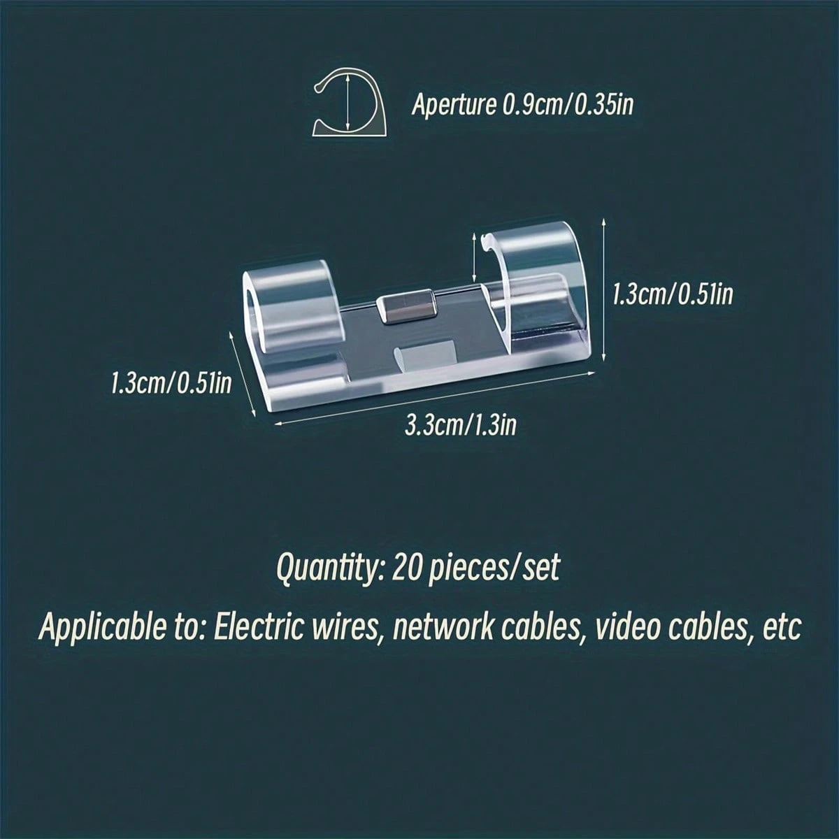 20 Piece Set Of Adhesive Cable Clamps, Transparent Wire Brackets For ...