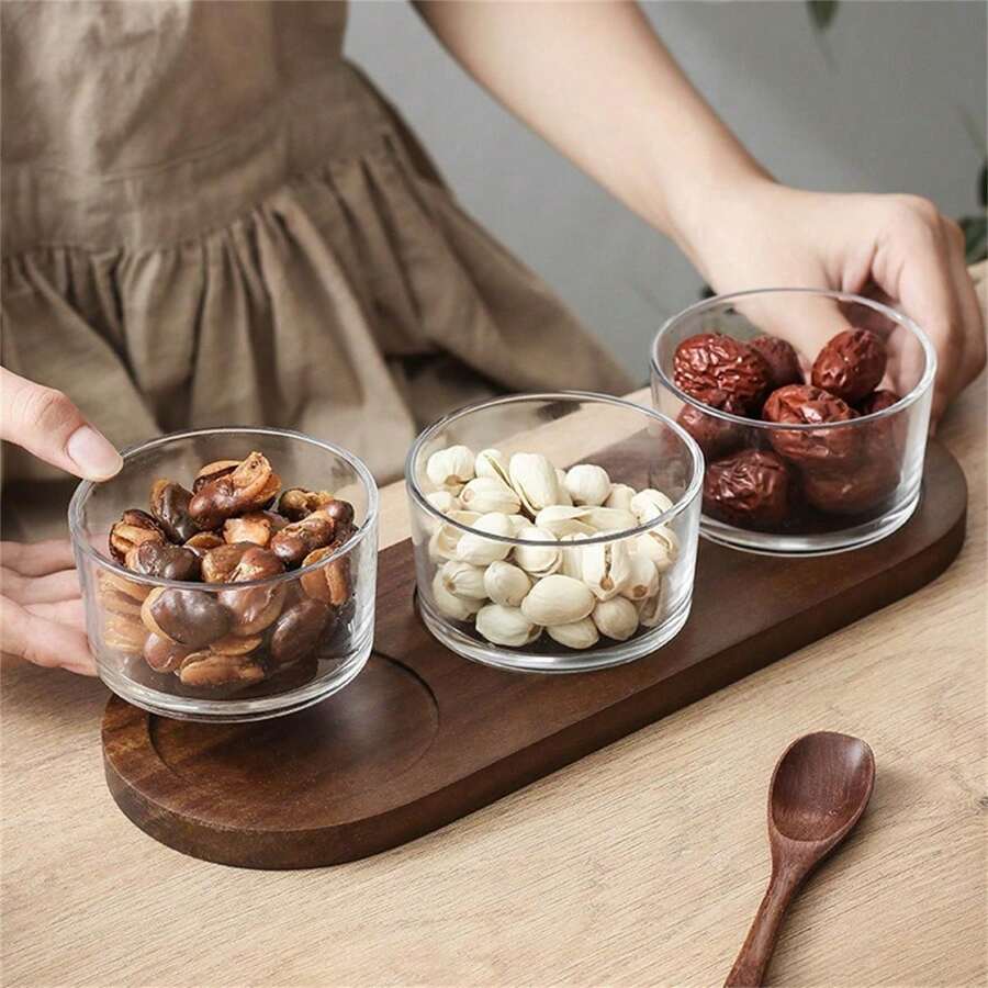 Dry Fruit Tray, Fruit And Nut Wooden Divided Serving Tray With Lid For ...